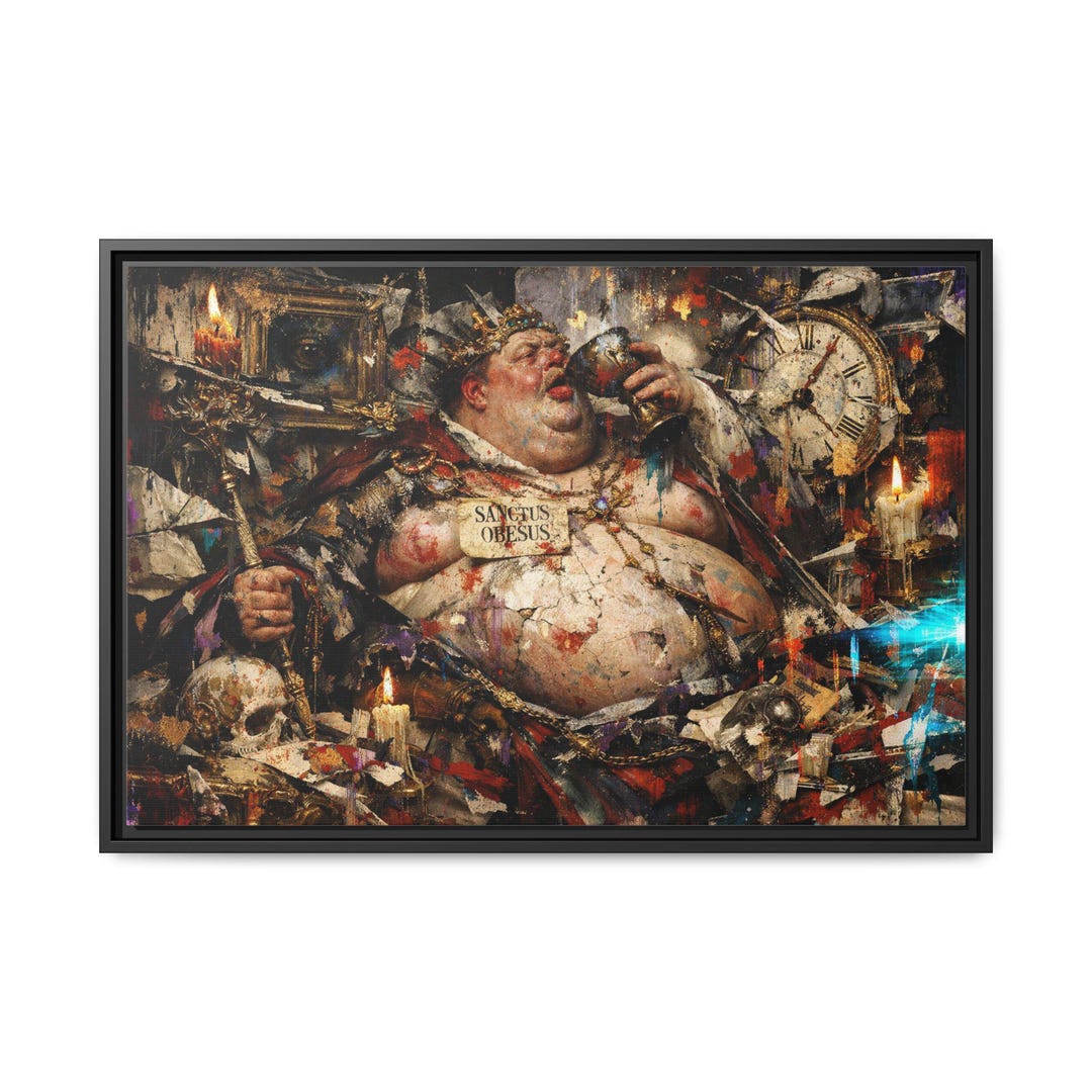Gluttonous King Illustration Matte Canvas Framed | Dark Fantasy Wall ...