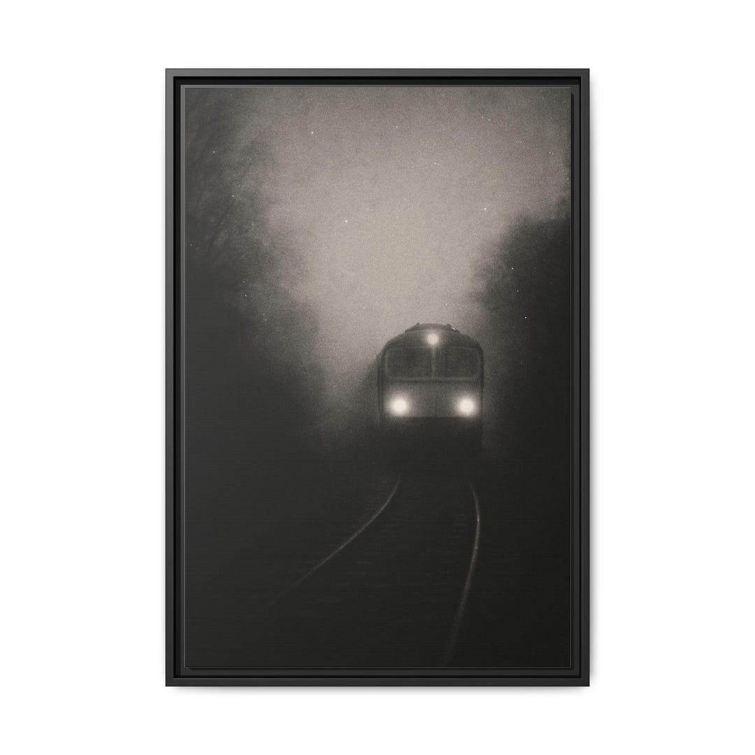 Vintage Night Train Matte Canvas Framed | Moody Railroad Wall Art - Etsy