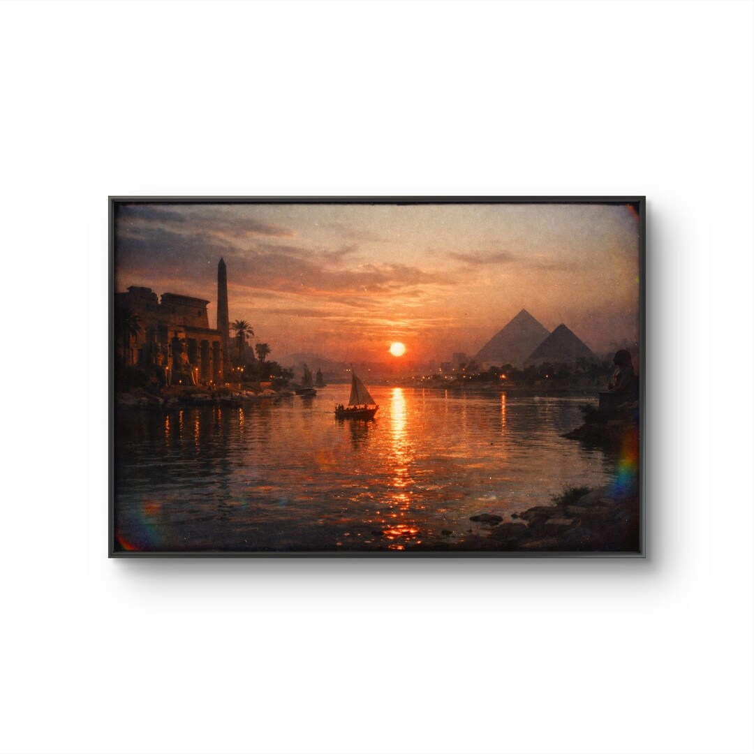 Egyptian Sunset River Scene Matte Canvas Framed - Etsy