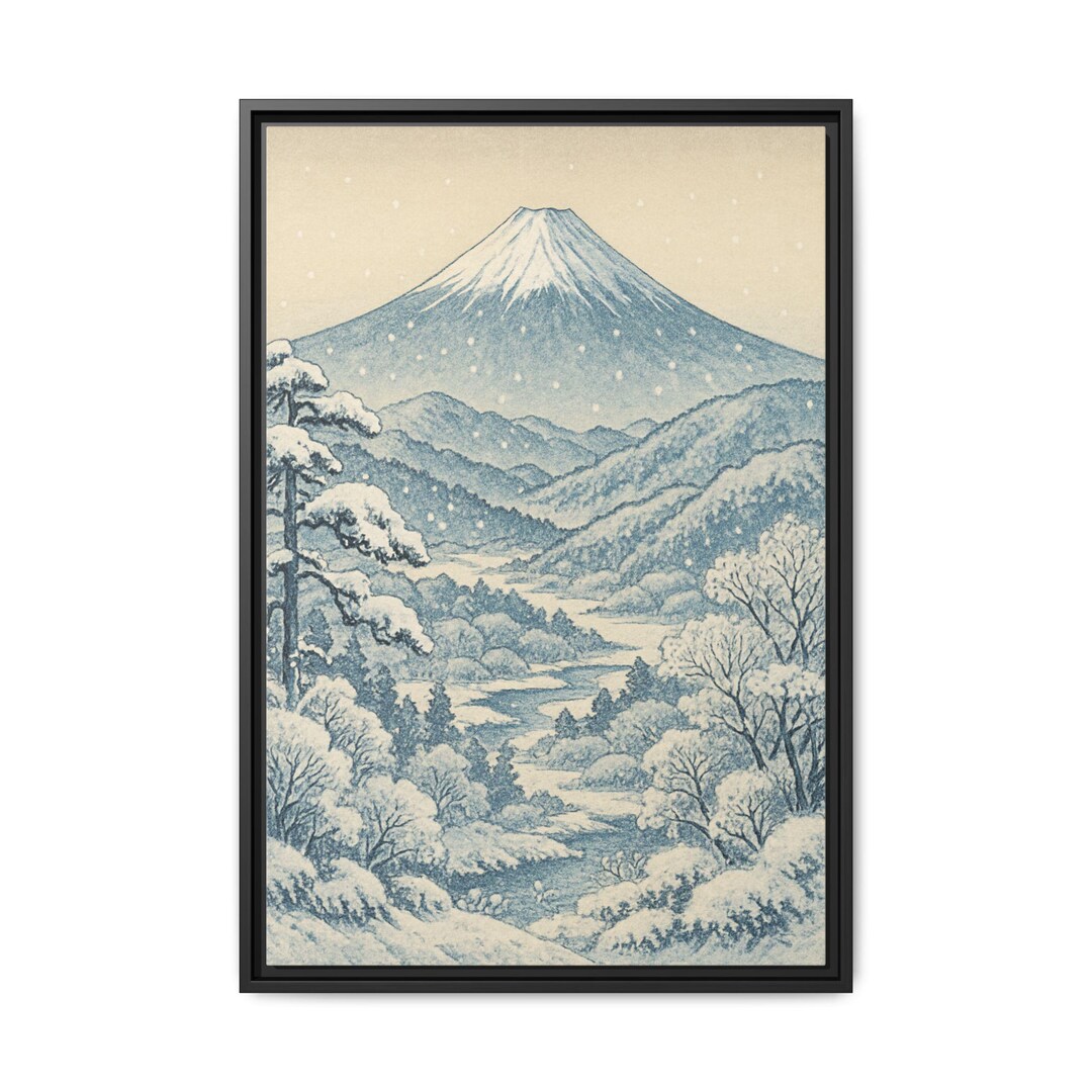 Snowy Mount Fuji Landscape Matte Canvas - Etsy