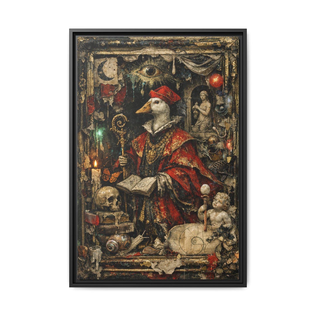 Renaissance Plague Doctor Goose Art Matte Canvas Framed | Dark ...