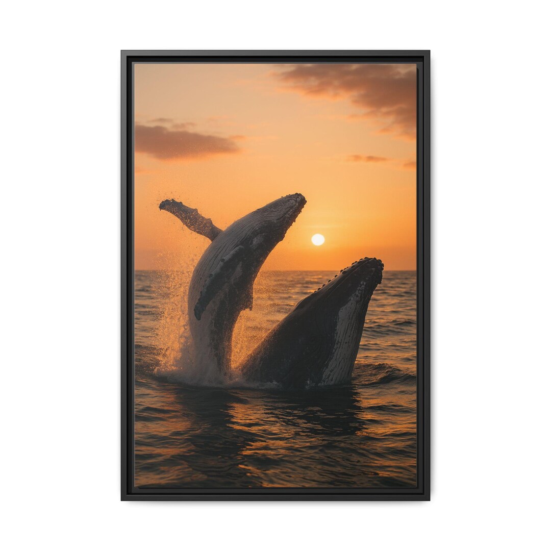 Ocean Sunset Whale Canvas Art Print: Nautical Wall Decor - Etsy