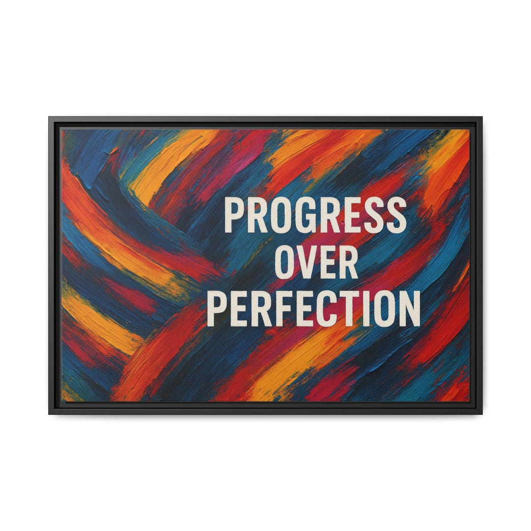 Motivational Canvas Print | Progress Over Perfection, Colorful Office ...