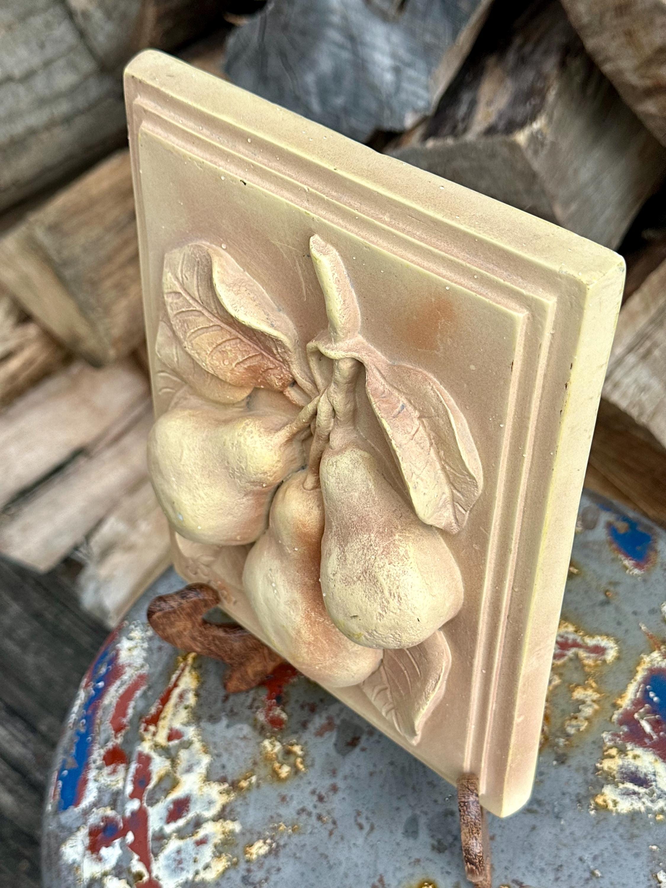 Vintage 3D Plaster Retro Fruit Wall Decor Fleur De Lis Wall Art Plaque ...