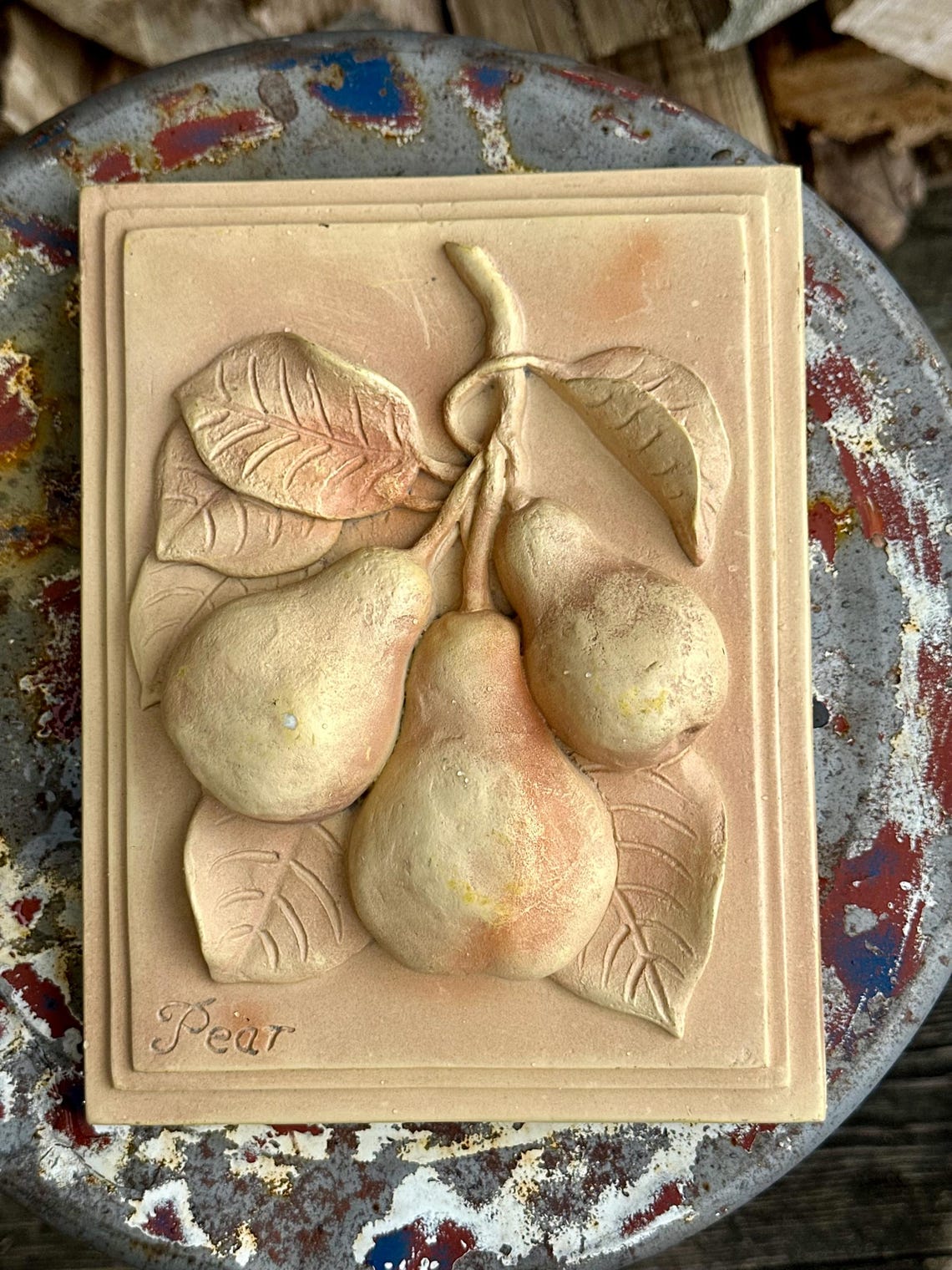Vintage 3D Plaster Retro Fruit Wall Decor Fleur De Lis Wall Art Plaque ...