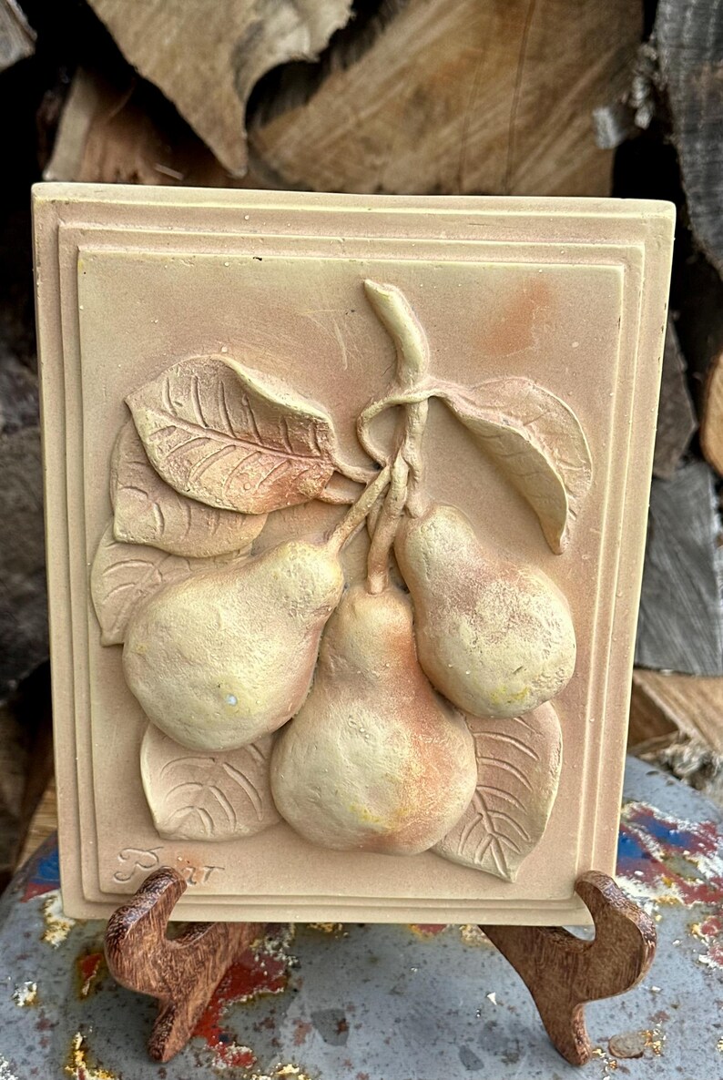 Vintage 3D Plaster Retro Fruit Wall Decor Fleur De Lis Wall Art Plaque ...