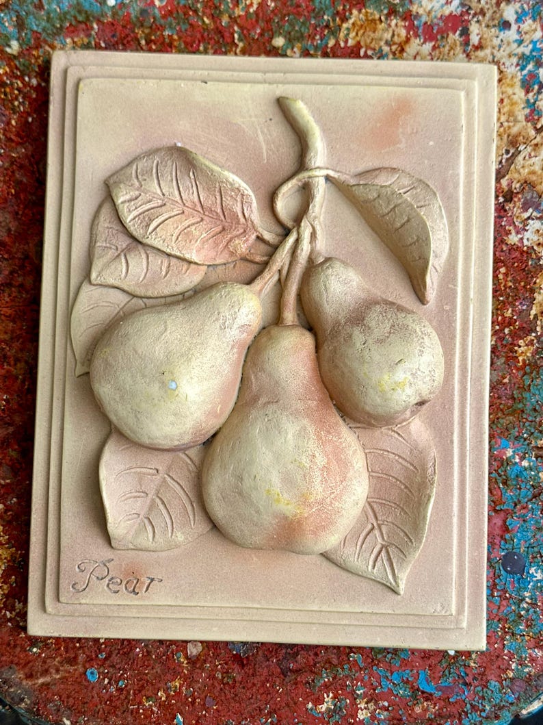 Vintage 3D Plaster Retro Fruit Wall Decor Fleur De Lis Wall Art Plaque ...