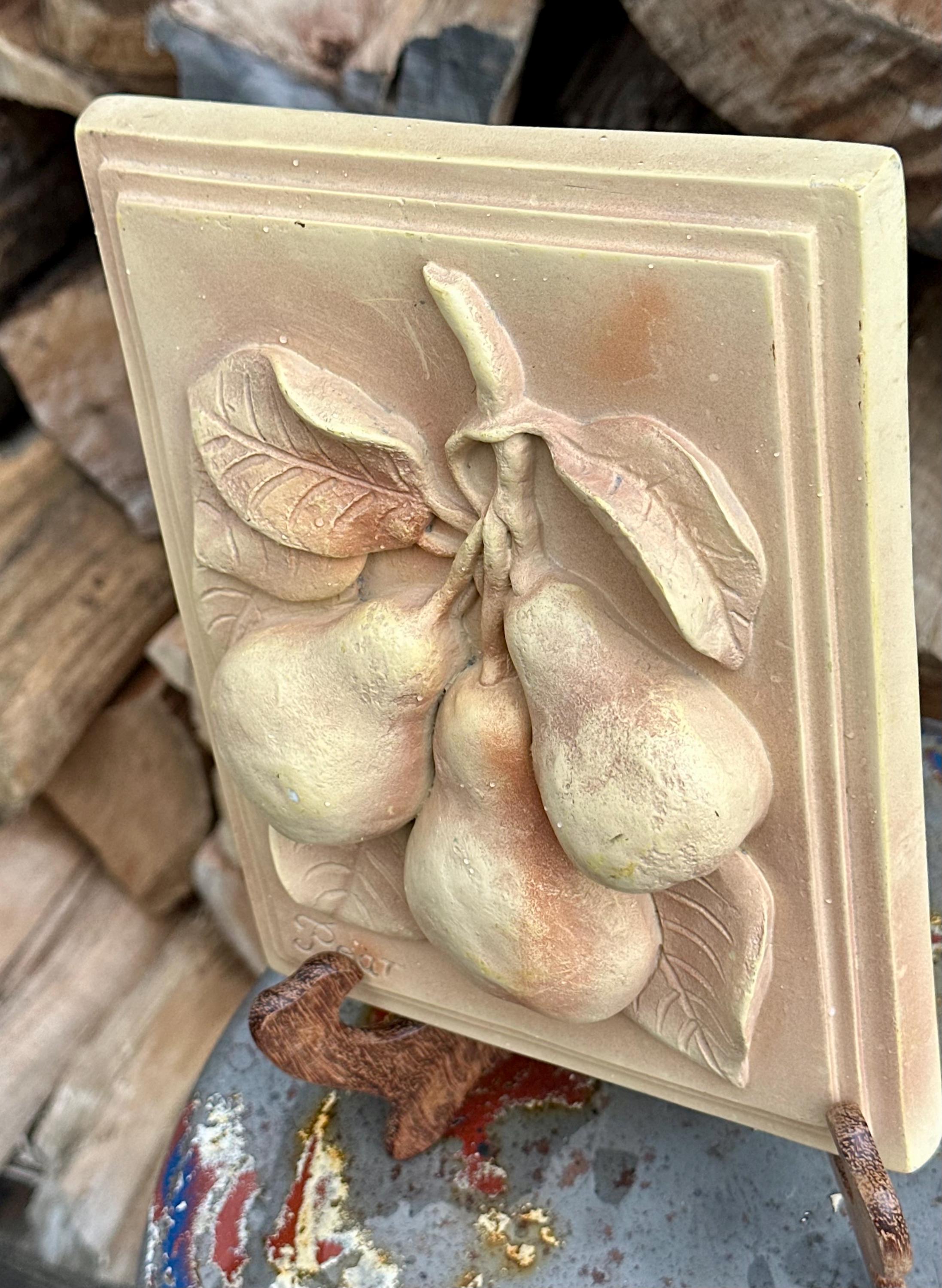 Vintage 3D Plaster Retro Fruit Wall Decor Fleur De Lis Wall Art Plaque ...