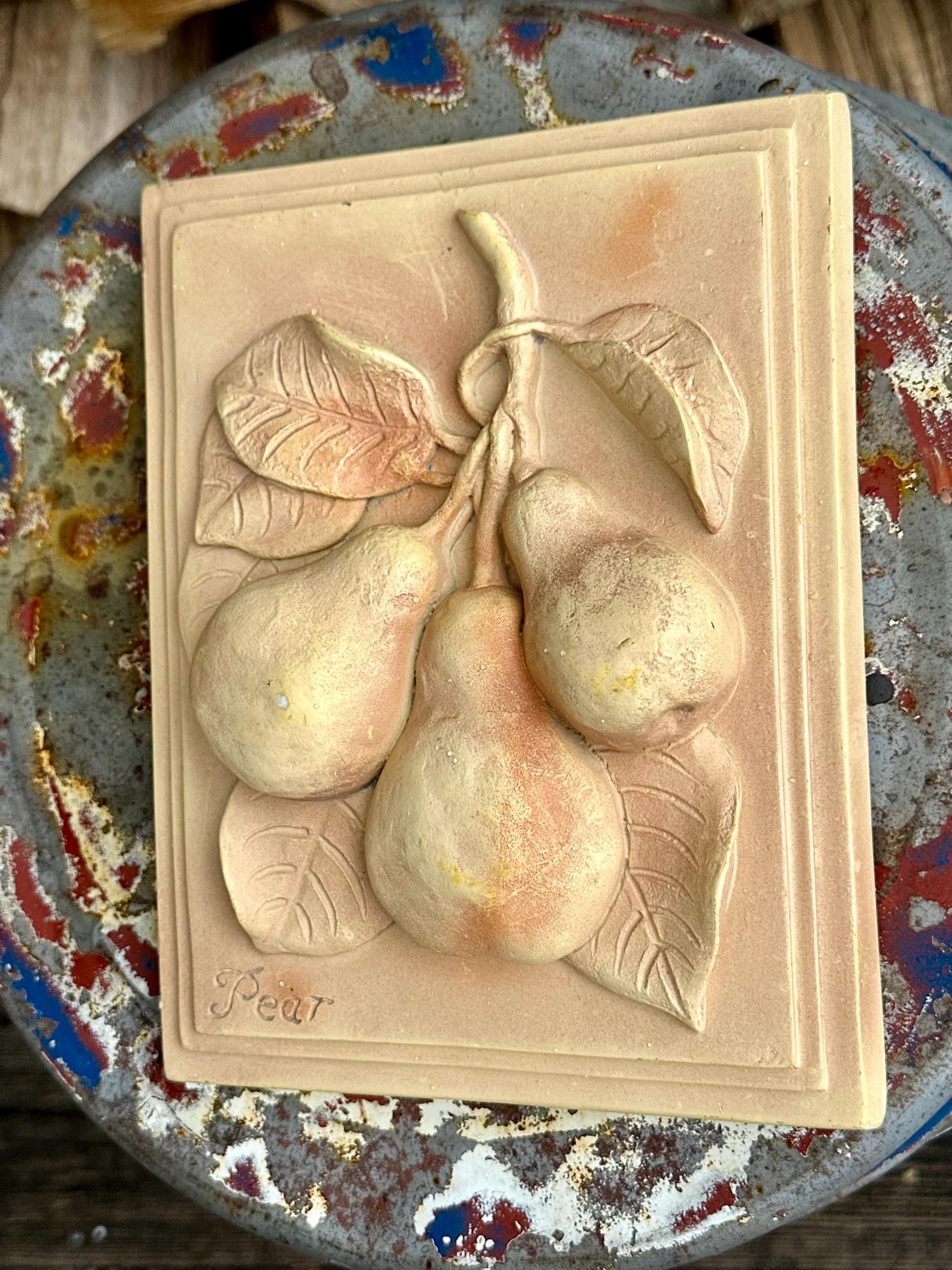 Vintage 3D Plaster Retro Fruit Wall Decor Fleur De Lis Wall Art Plaque ...