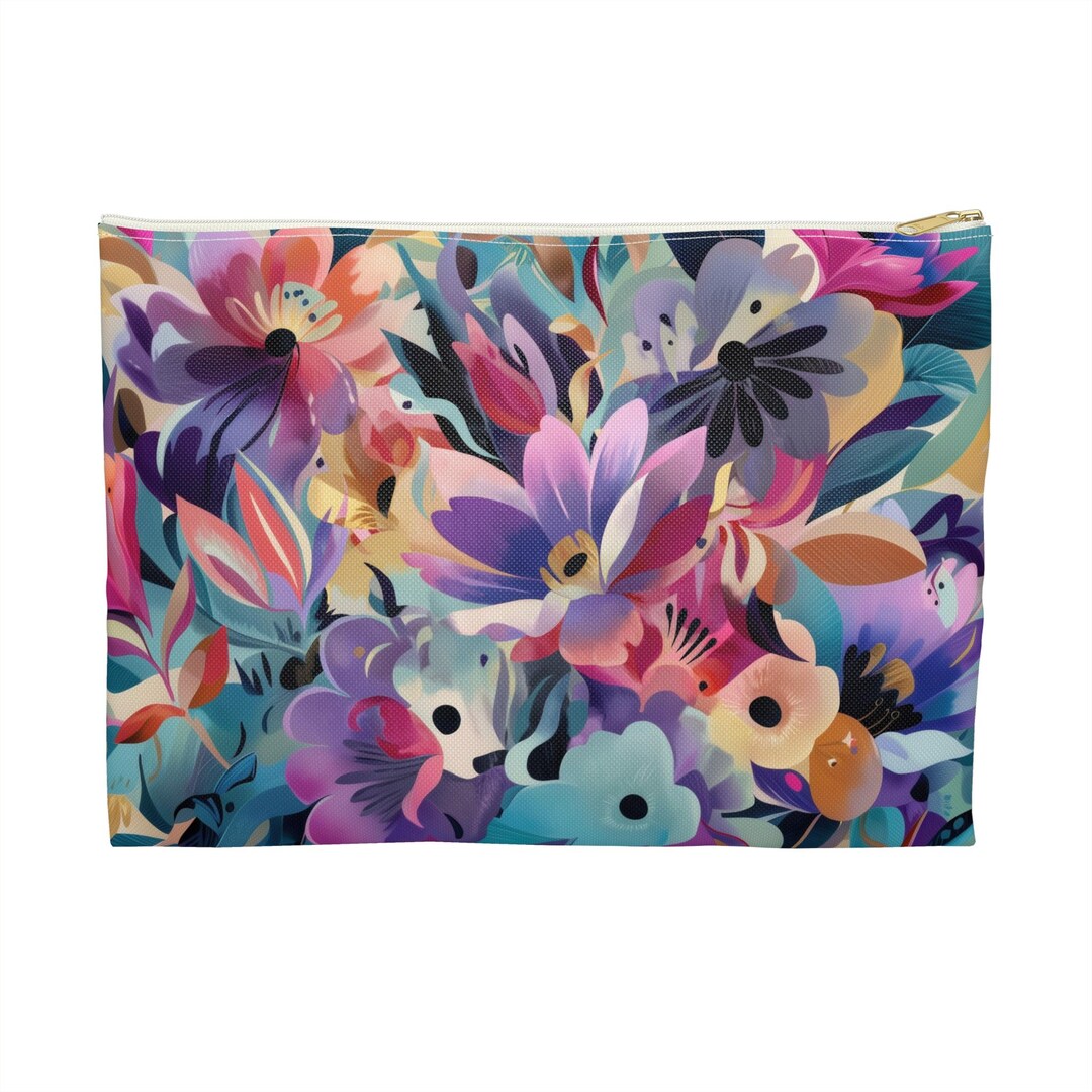Makeup Bag With Abstract Floral Design Art: Flat or T-bottom Cosmetic ...