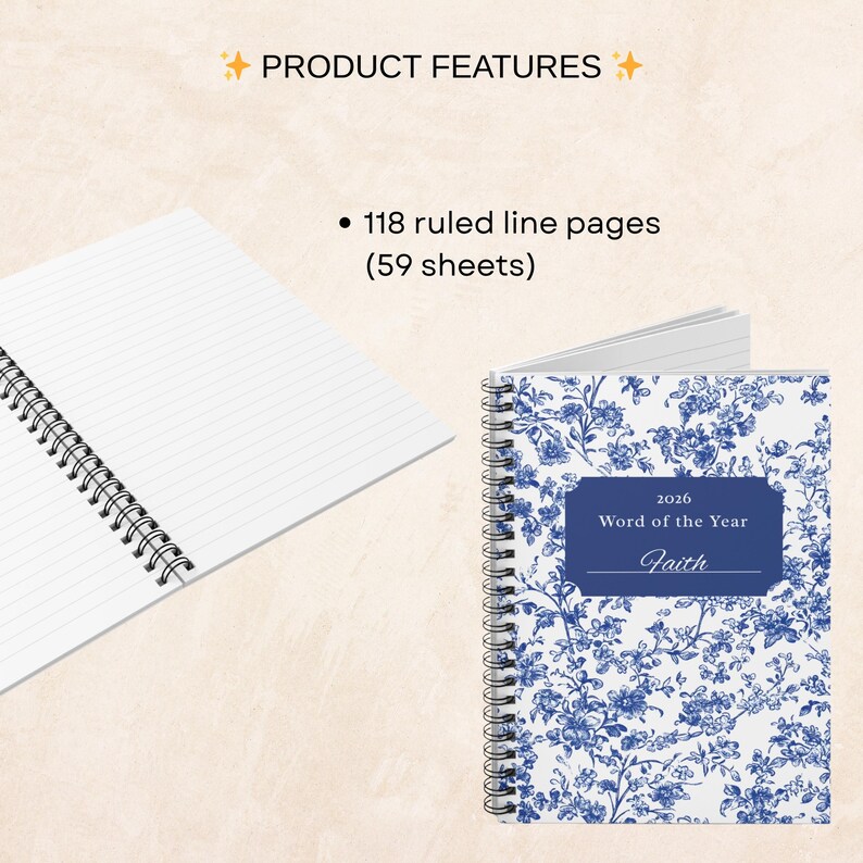 Custom Word of the Year Spiral Notebook 2026 New Year Intentions ...