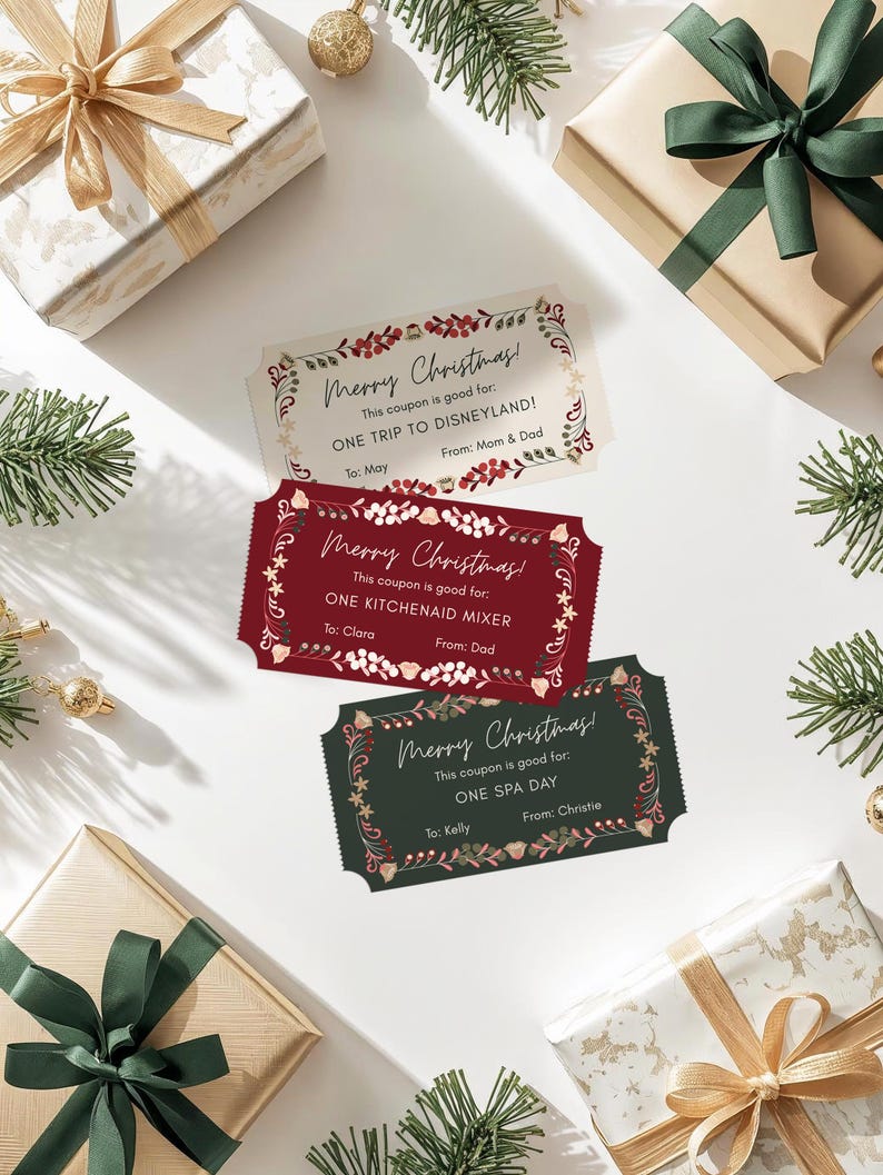 Christmas Gift Certificate Editable Canva Template, Folk Art Printable ...