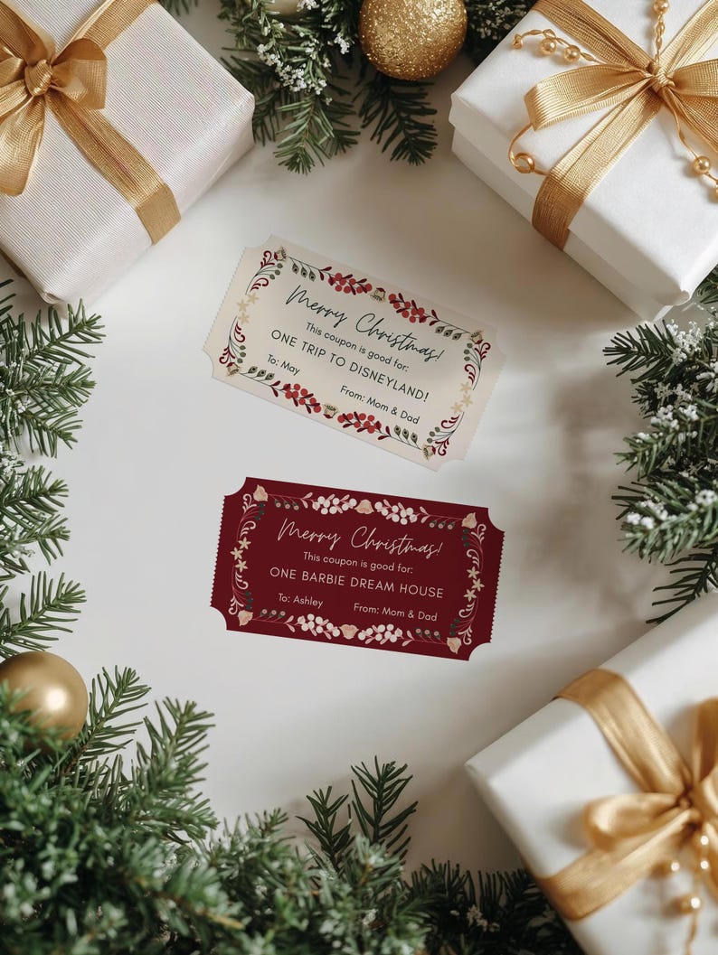 Christmas Gift Certificate Editable Canva Template, Folk Art Printable ...