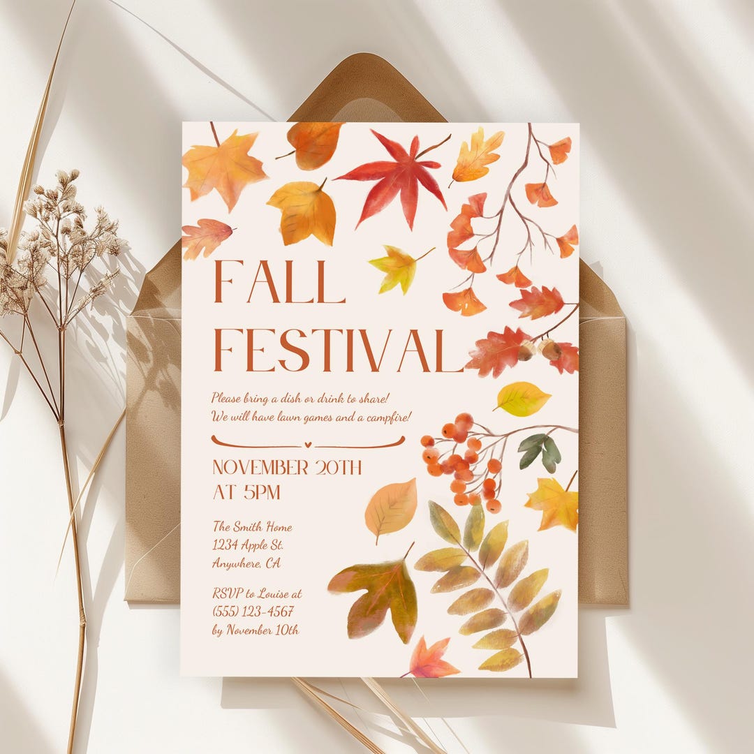 Fall Festival Invitation for Backyard Party or Neighborhood Party ...