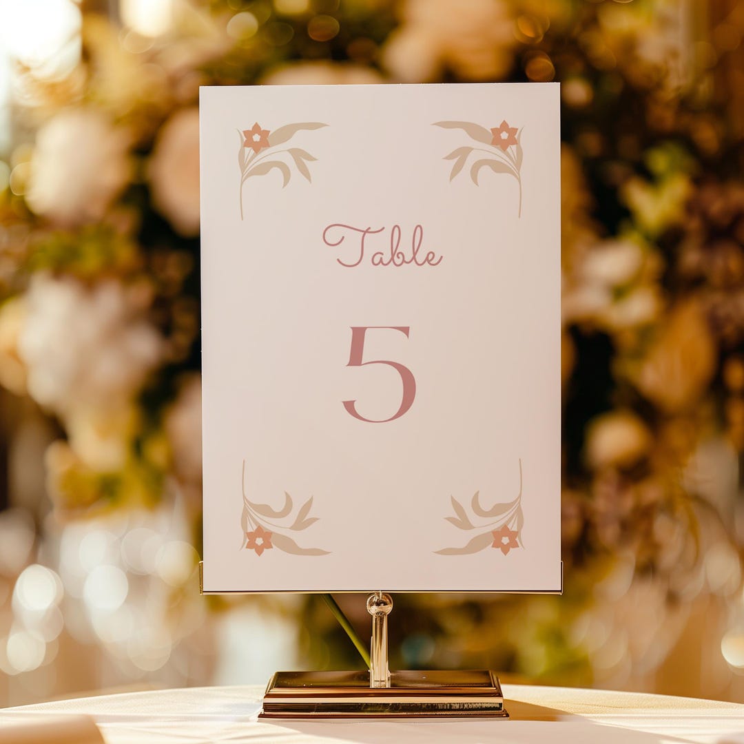 Art Nouveau 5x7 Wedding Table Number Sign Editable Canva Template - Etsy