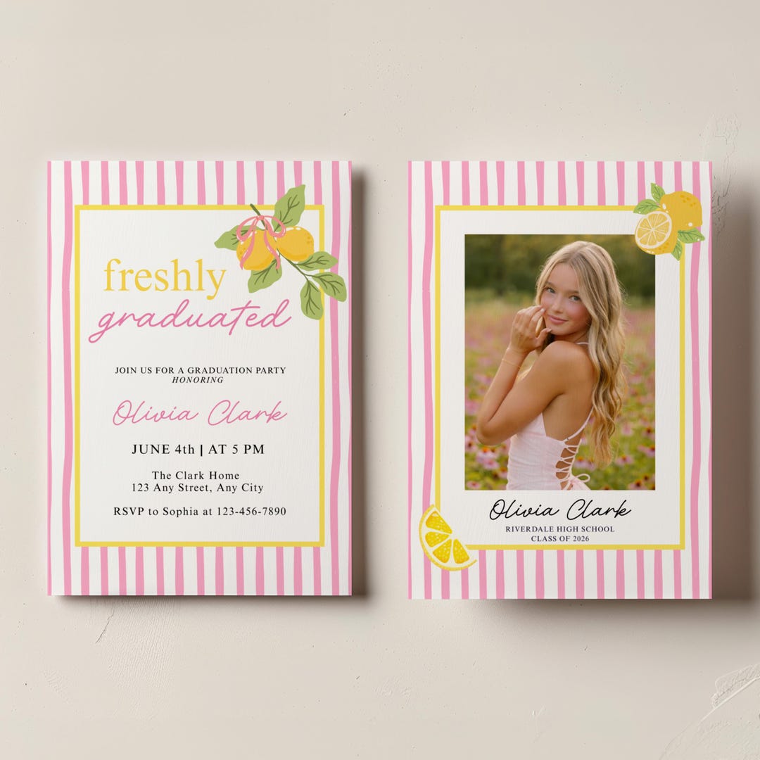 Freshly Graduated Graduation Party Invitation | Class of 2026 Senior ...