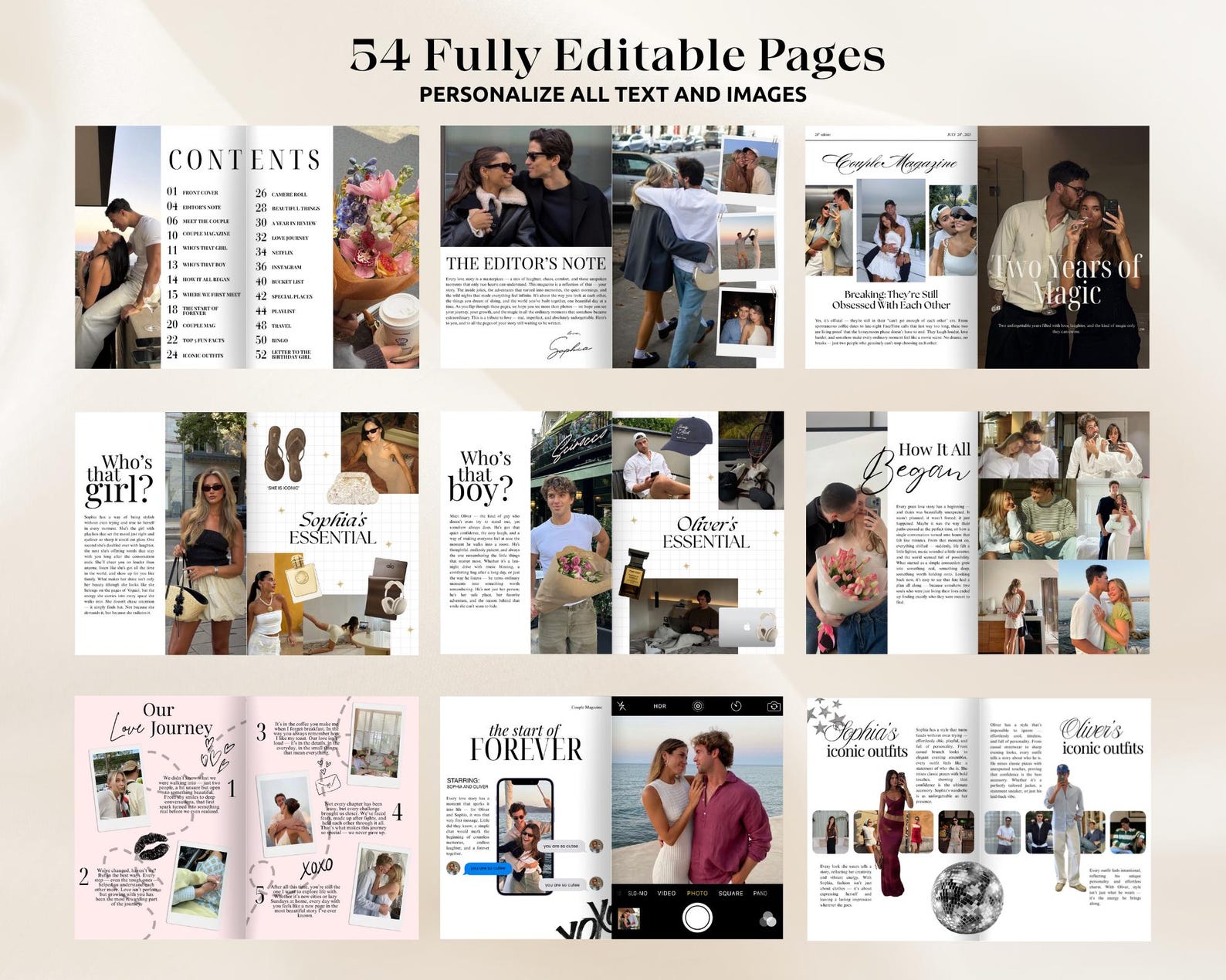 Couple Magazine Template | Custom Anniversary Gift for Boyfriend and ...