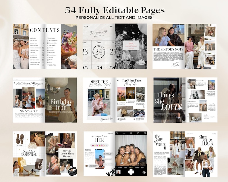Birthday Magazine Template | Personalized Custom Birthday Gift for Best ...