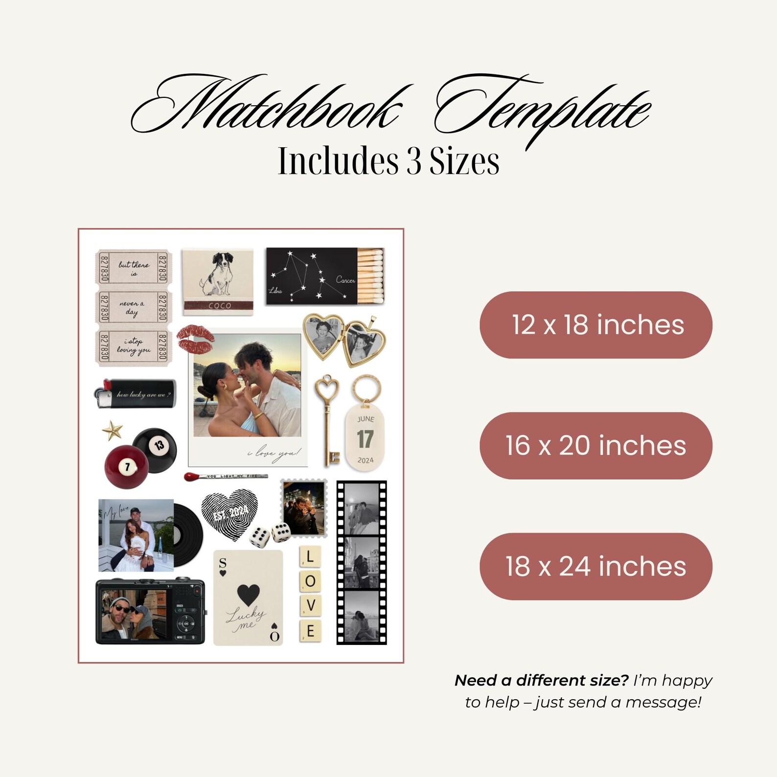Editable Matchbook Template | Valentine's Day Gift for Boyfriend or ...