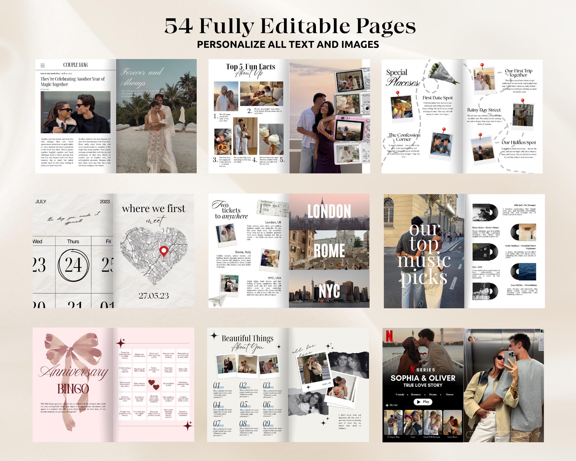 Couple Magazine Template | Custom Anniversary Gift for Boyfriend and ...