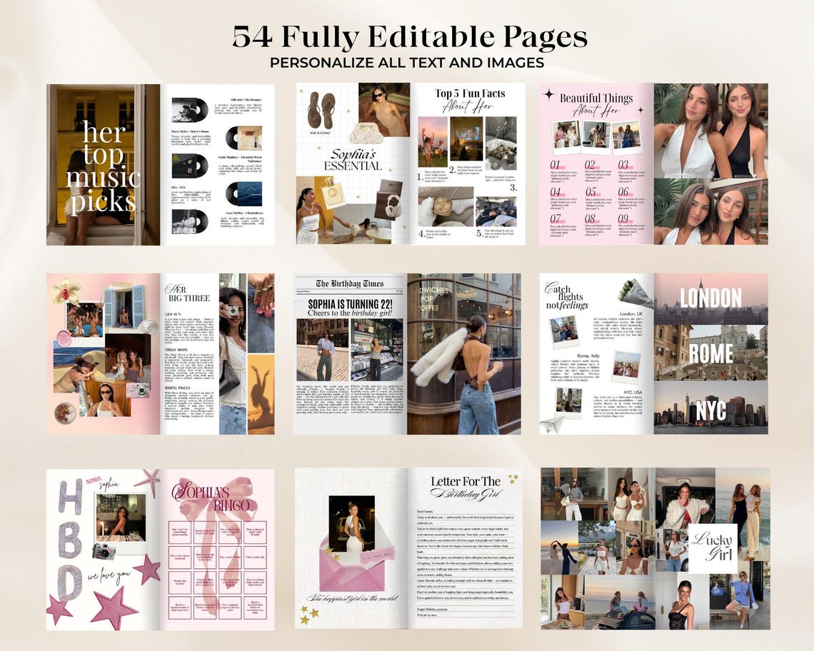 Birthday Magazine Template | Personalized Birthday Gift for Best Friend ...