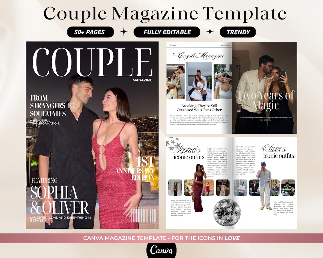Couple Magazine Template | Custom Anniversary Gift for Boyfriend and ...