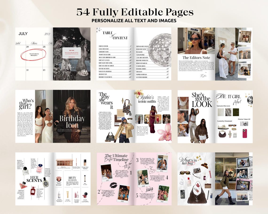 Birthday Magazine Template | Personalized Birthday Gift for Best Friend ...