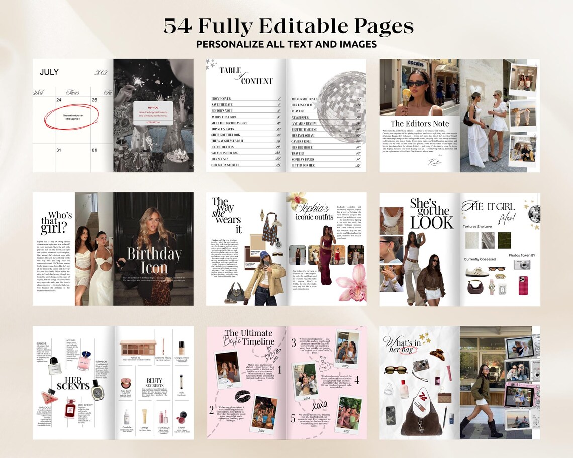 Custom Birthday Magazine Template | Personalized Birthday Gift for Best ...