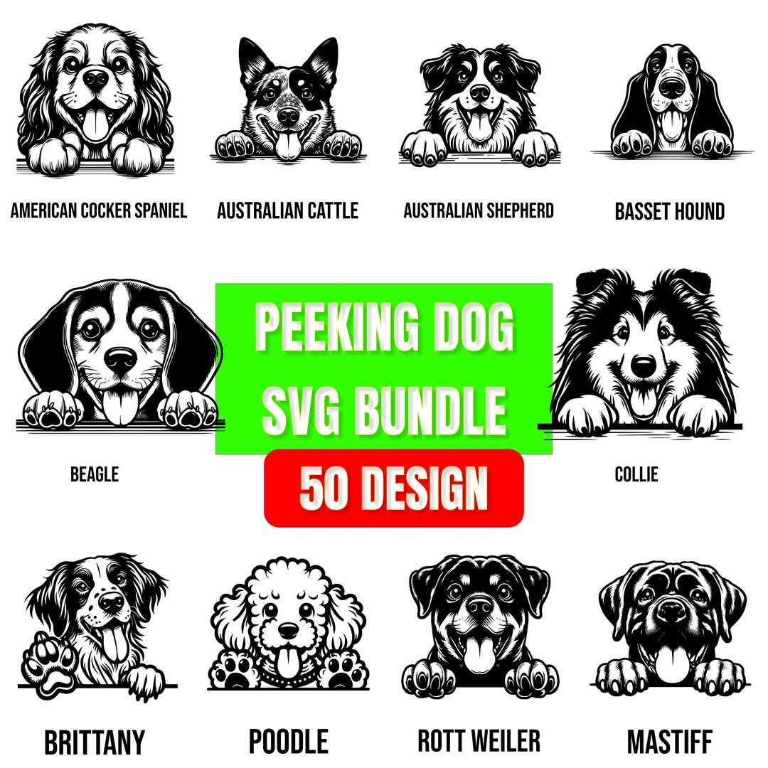 Peeking Dog SVG Clipart Bundle, 50 Breeds (digital Download) - Etsy