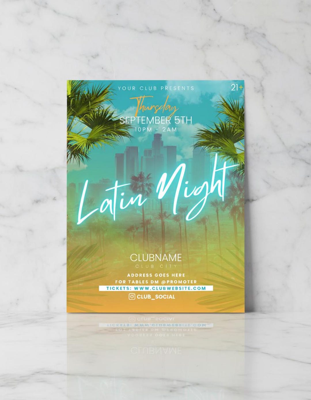 Latin Night Flyer Template | Canva Editable | Tropical Vibes - Etsy