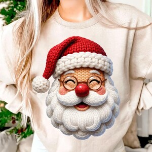 Cute Knitted Santa Face PNG, Cozy Christmas Crochet Santa Sublimation ...