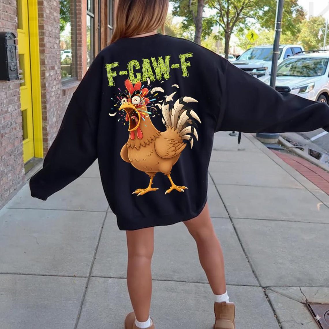 F-caw-f Chicken Funny PNG | Crazy Rooster Meme Shirt Design | Screaming ...