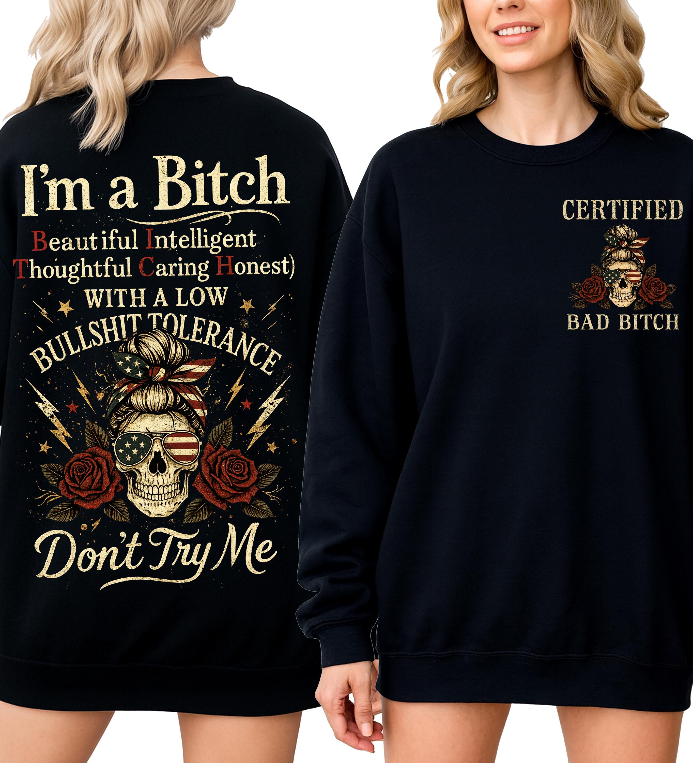 Certified Bad Bitch Png Trendy Vintage Design Retro Sassy Girl Png I