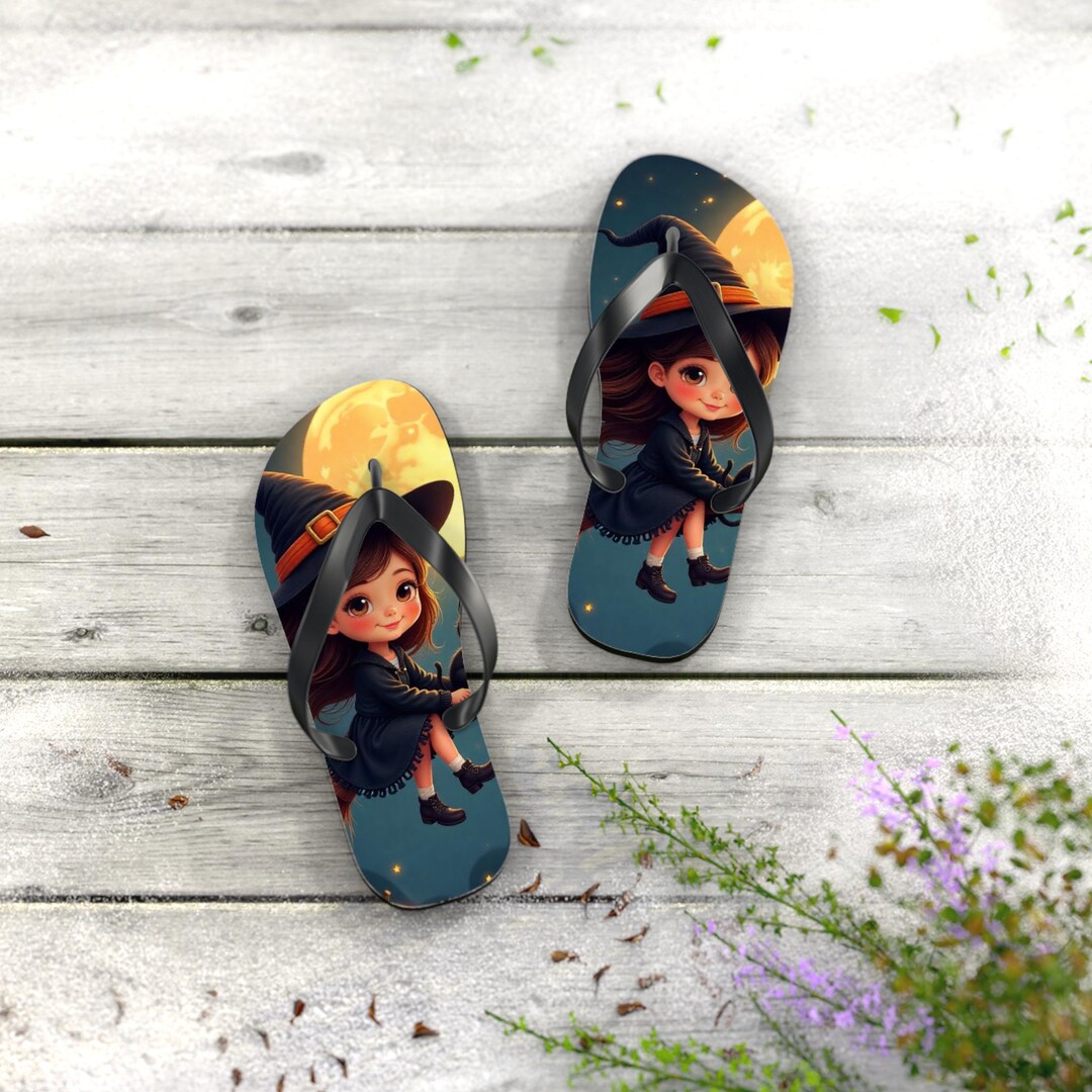 Enchanted Witch Flip Flops - Cute Halloween Sandals, Summer Footwear ...