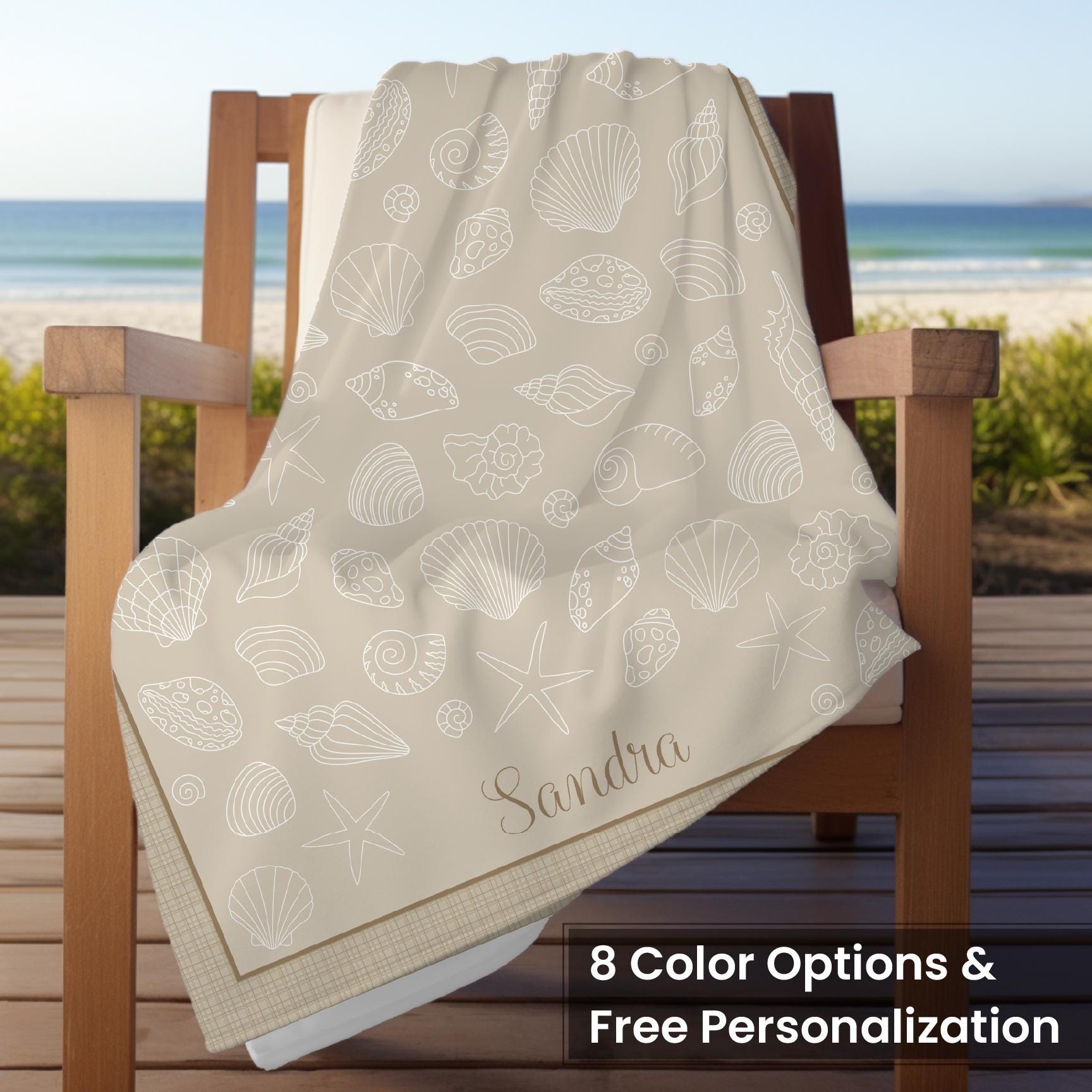 Custom Seashell Throw Blanket Personalized Coastal Beach Blanket ...