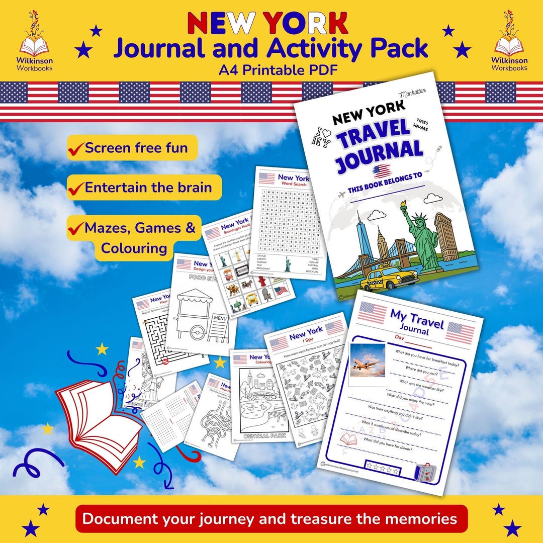 New York Kids Activity Pack | Printable Travel Journal & Puzzles for ...
