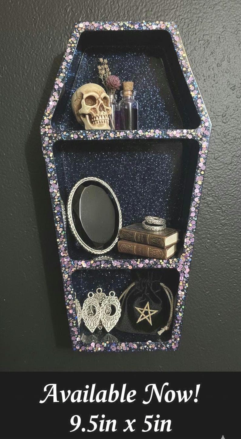 Glitter Goth Coffin Shelf, Resin Oddities Display, Witchy Decor - Etsy