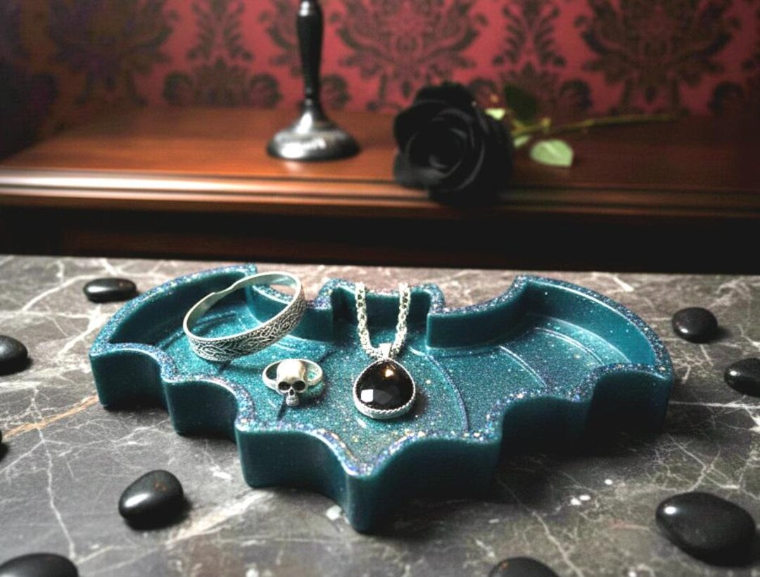 The Nocturnal Specimen Tray — Goth Bat Jewelry Dish & Crystal Holder - Etsy