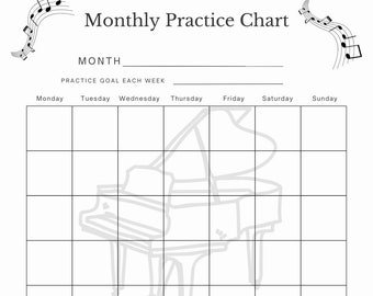 Printable Monthly Music Lesson Guitar Practice Chart - Etsy