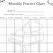 Printable Monthly Music Lesson Piano Practice Chart; Student Instrument ...