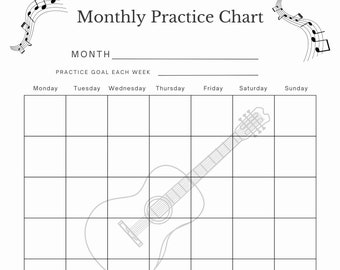 Printable Monthly Music Lesson Piano Practice Chart - Etsy