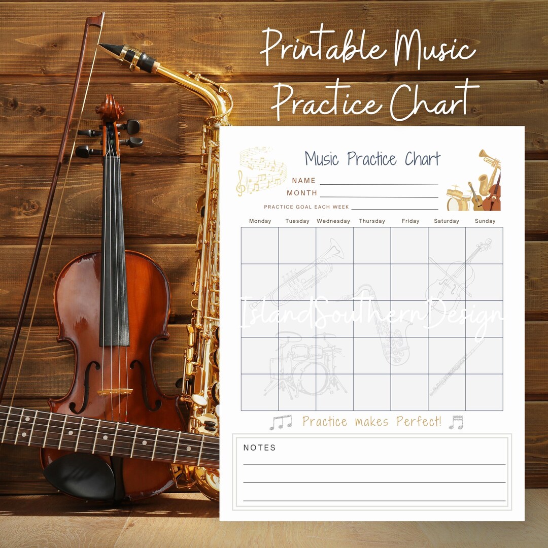Music Lesson Printable - Music Practice Chart, Music Teacher Resource ...