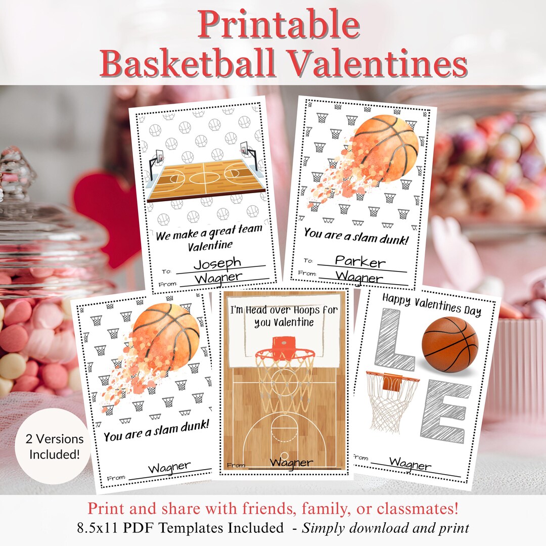 Basketball Valentines Day Cards, Boy Valentine's Cards for School ...