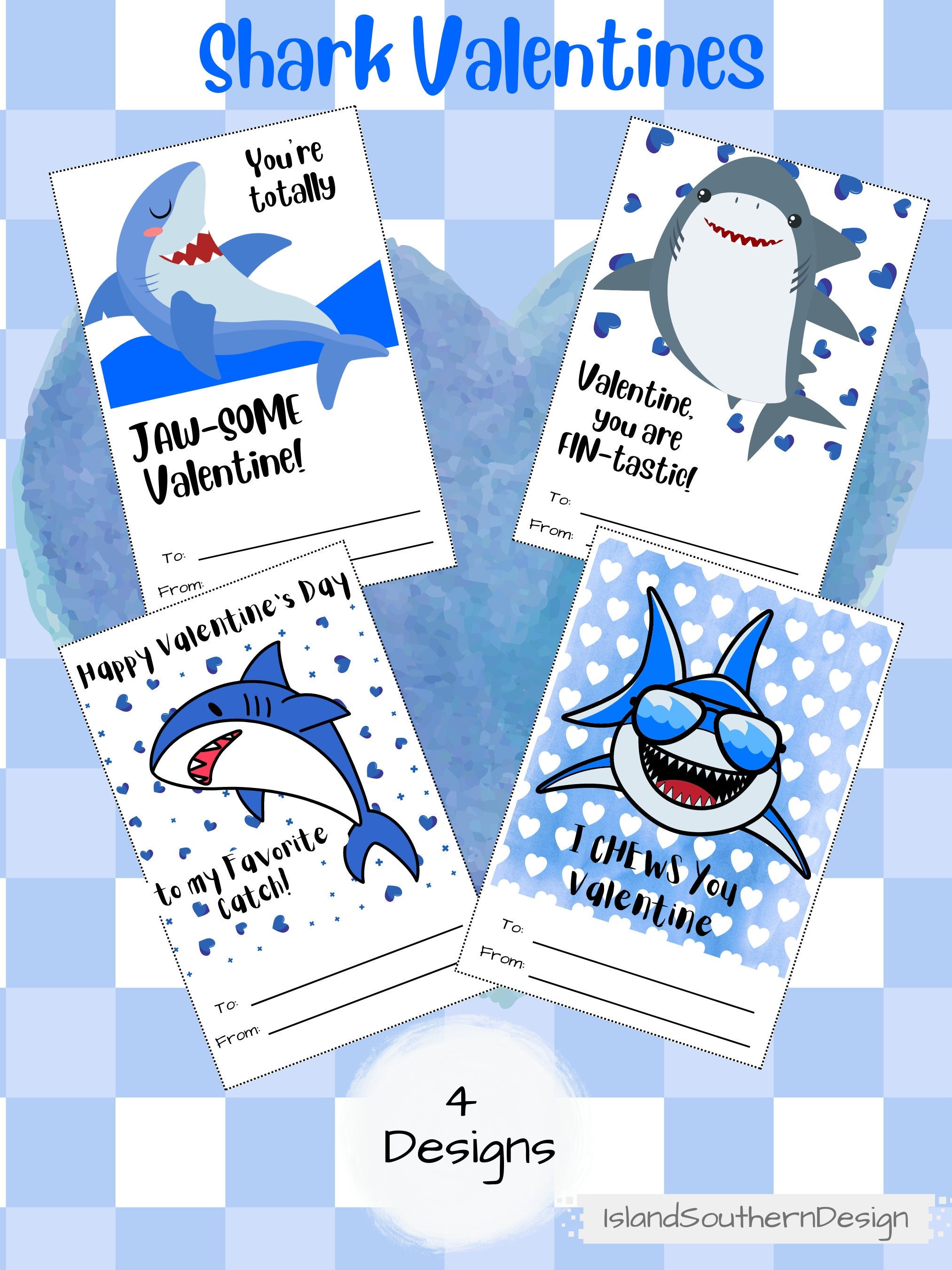 Shark Valentine Cards - Instant Download Printables for School ...