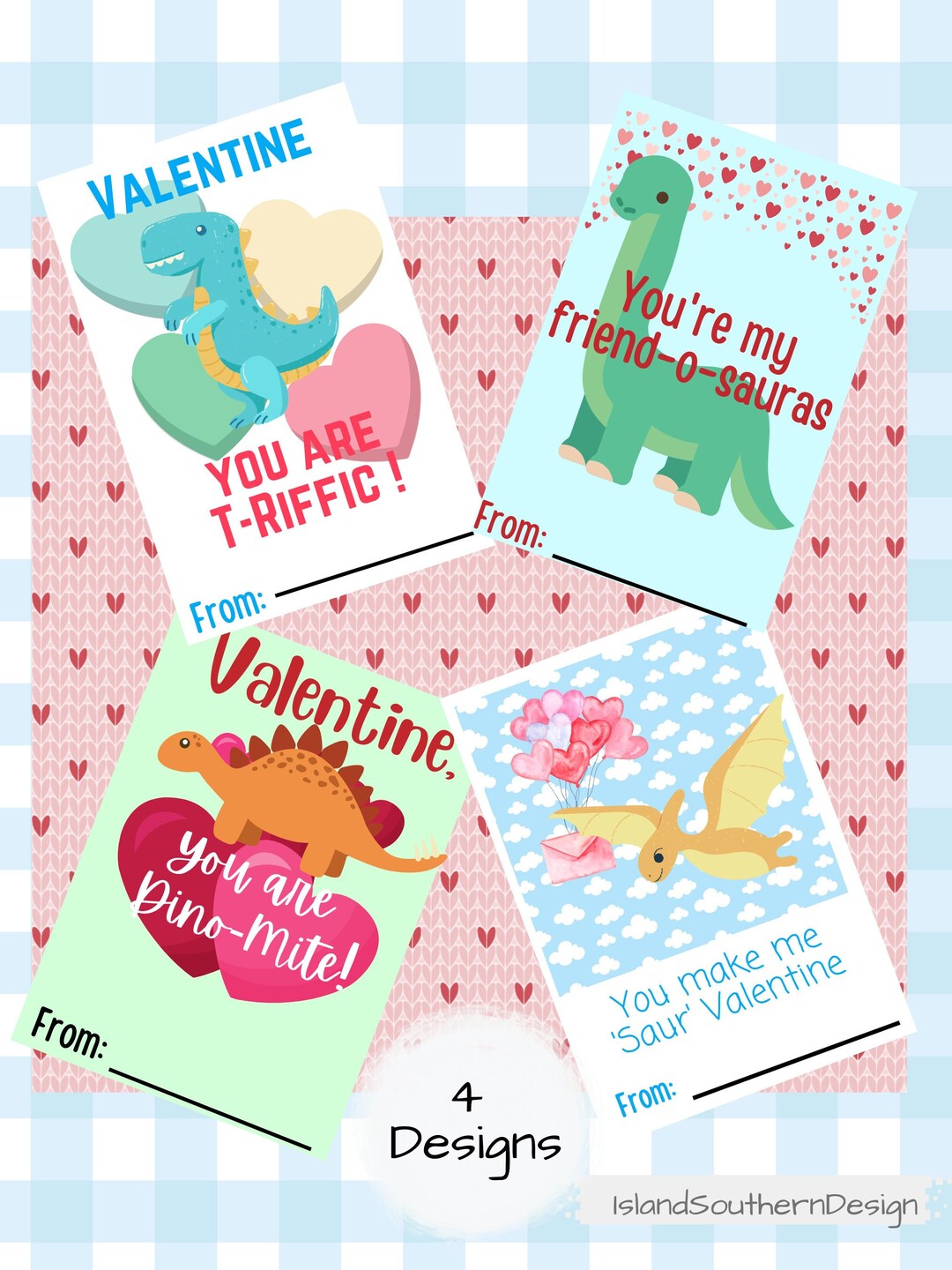 Dinosaur Valentine Cards - Instant Download Printables for School ...