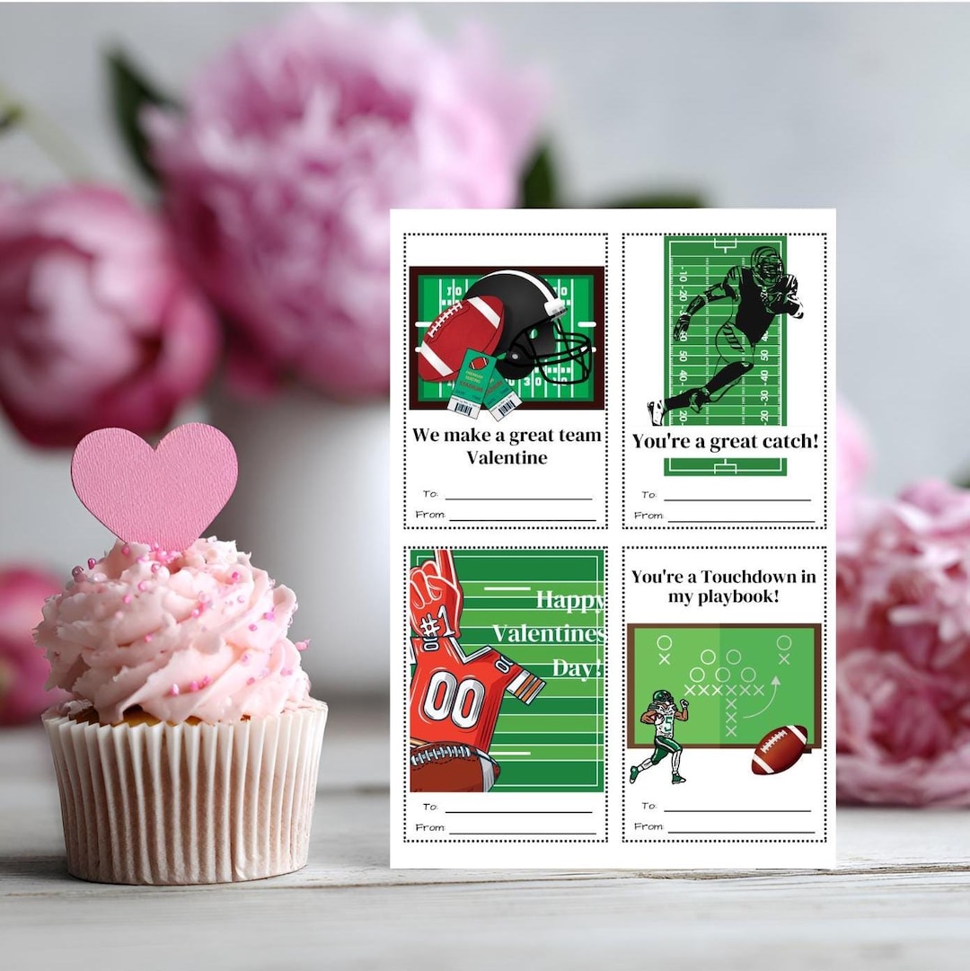 Football Valentine Cards or Tags - Instant Download Printable for ...