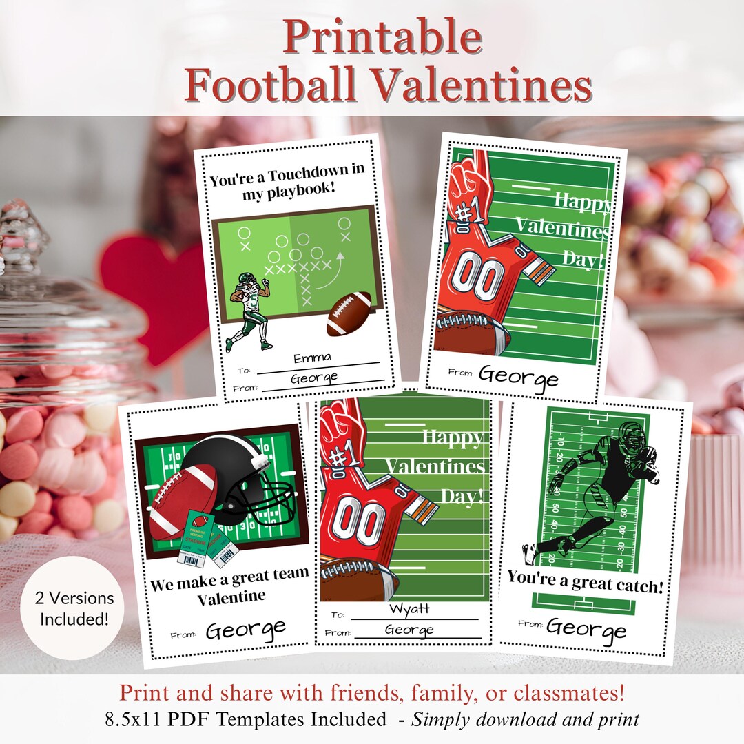 Pack of Football Valentines Day Cards, Sports Valentines for Boy School ...