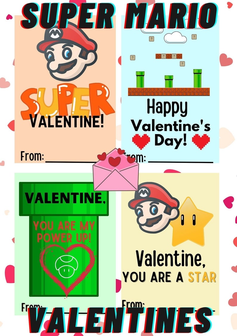 Super Mario Valentines Cards - Video Game Instant Download Printable ...