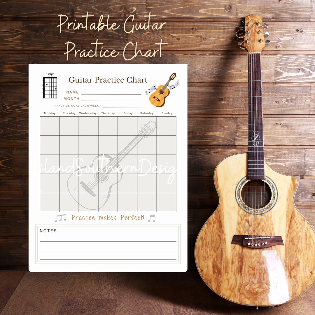 Printable Guitar Practice Chart, Guitar Practice Tracker, Guitar ...