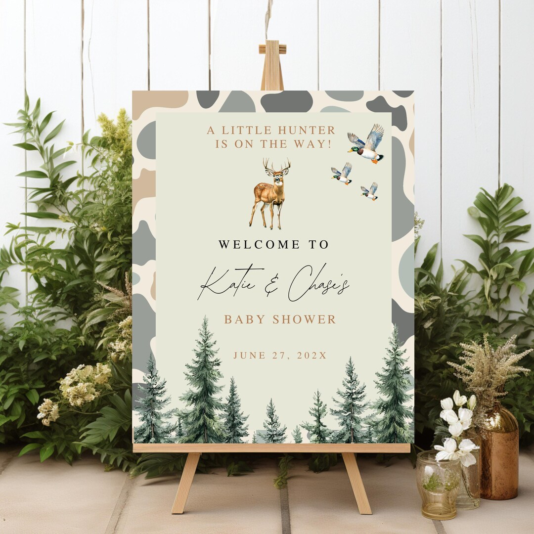 Hunting Baby Shower Sign, Duck Hunting Baby Shower Decoration, Rustic ...